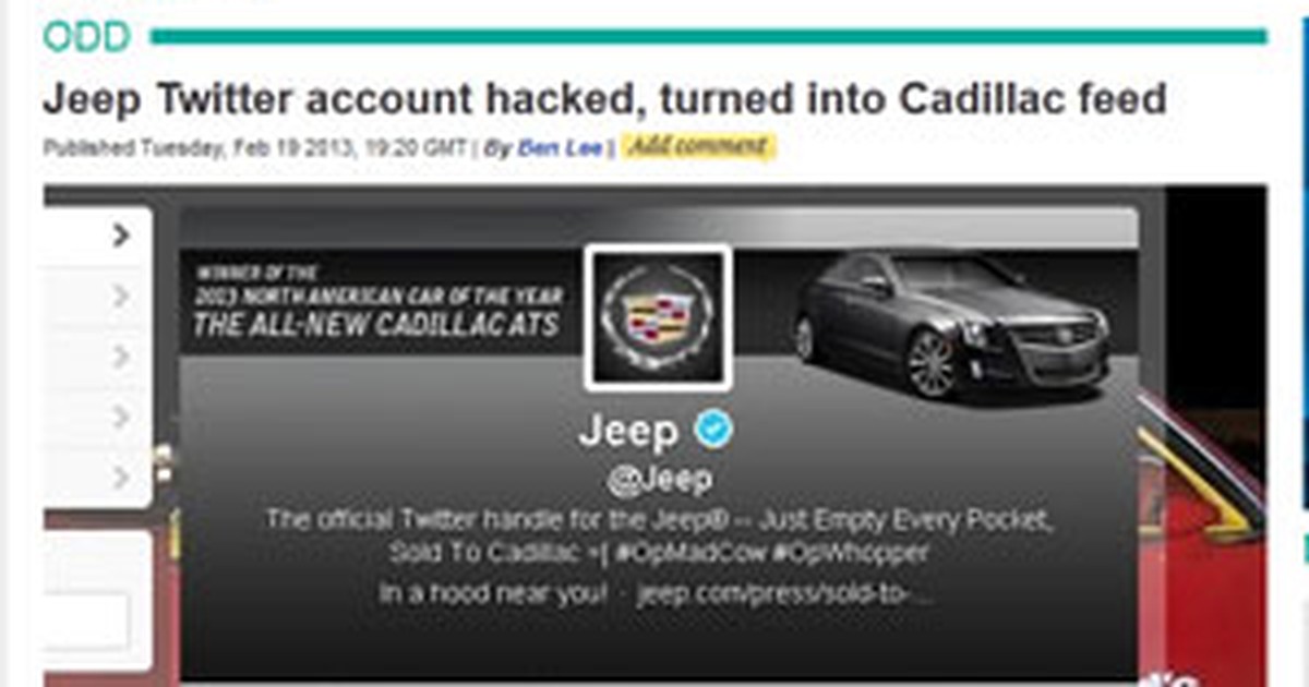 G1 - Hackers invadem Twitter da Jeep e mudam logo para Cadillac ...