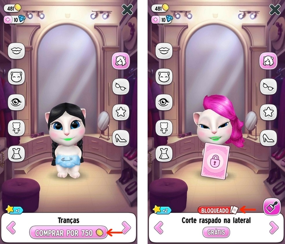 Como usar o Minha Talking Angela, jogo da gatinha falante para celular ...