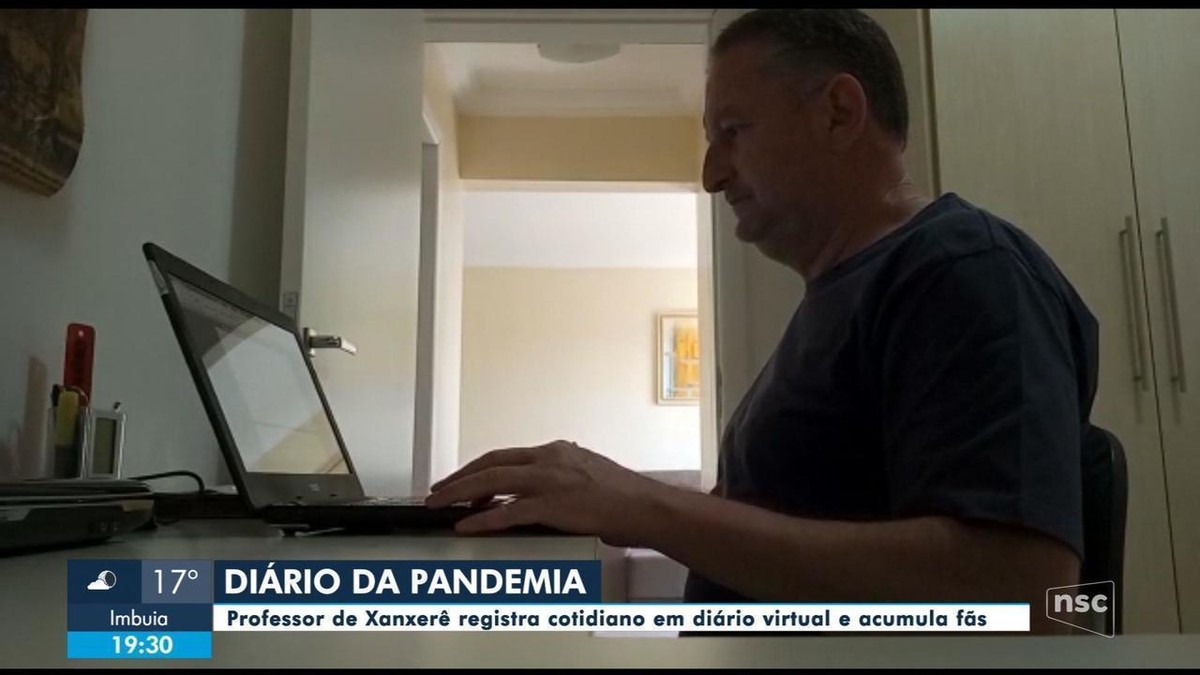 Professor registra rotina na pandemia em diário virtual e ganha fãs em SC | Santa Catarina | G1