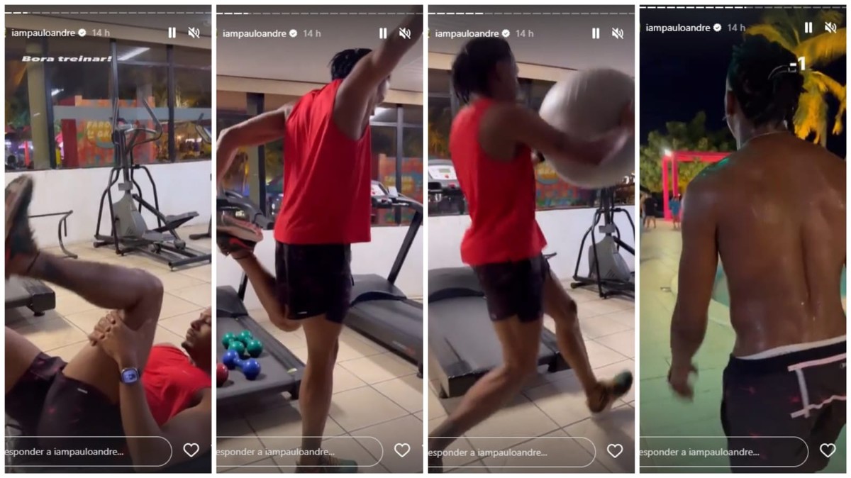Moleza? Paulo André treina forte em academia na Farofa da Gkay | ce | ge