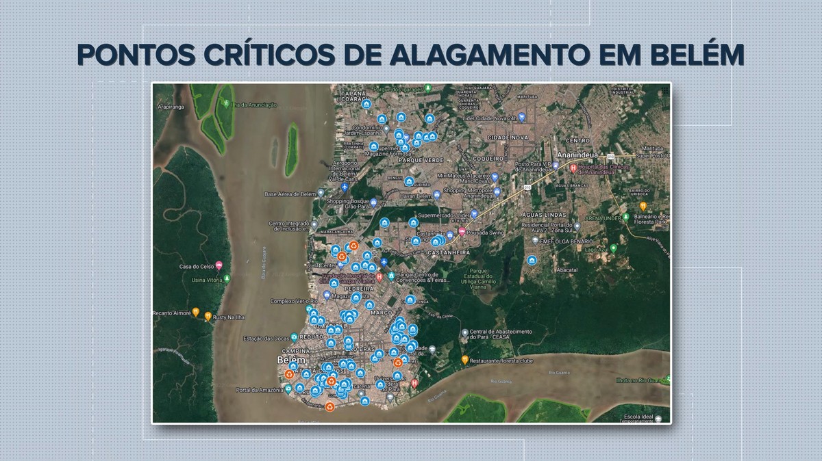 'Inverno amazônico': Mapa mostra pontos críticos de alagamento em Belém ...