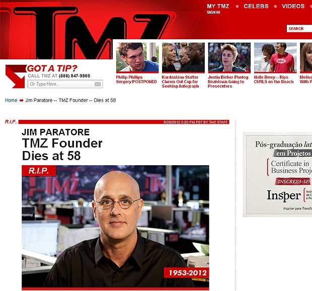 G1 - Morre, aos 58 anos, Jim Paratore, executivo de TV e fundador do ...