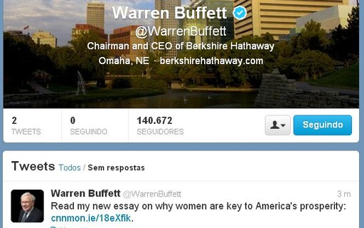 Em três horas, perfil de Warren Buffett no Twitter já tem 140 mil ...