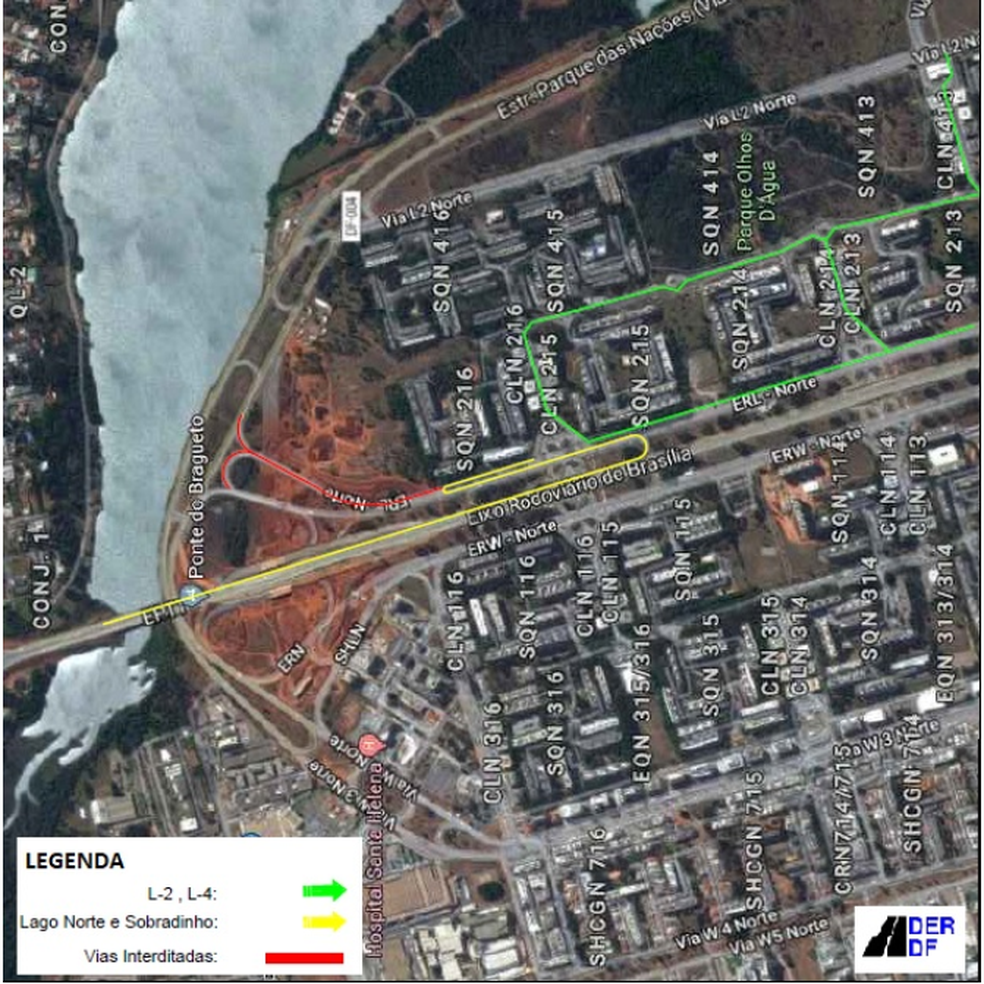 Trecho da Asa Norte, em Brasília, fica interditado por três meses para ...