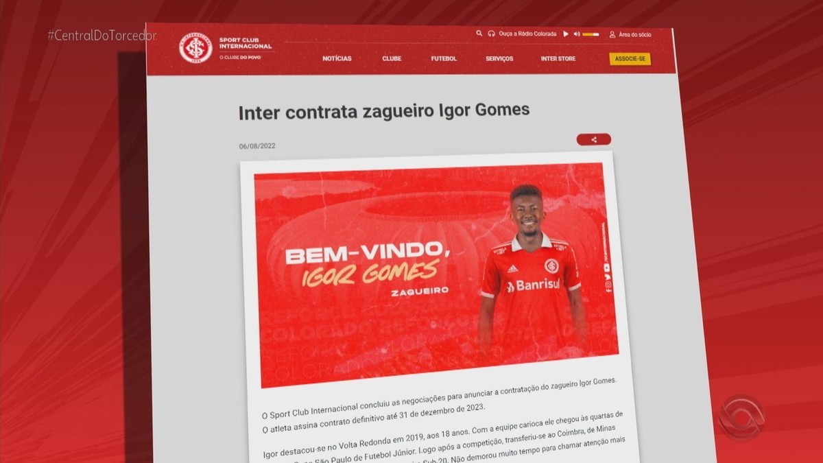 Inter confirma a contratação do zagueiro Igor Gomes | internacional | ge