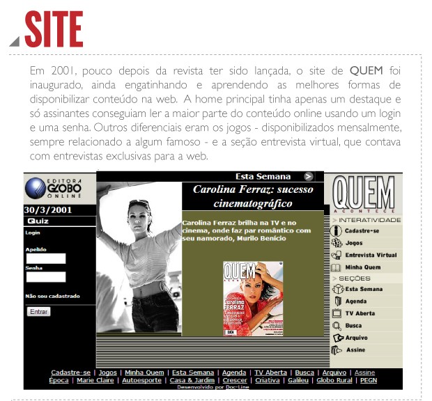 Linha do tempo: Veja a evolução da revista e do site de QUEM nos ...