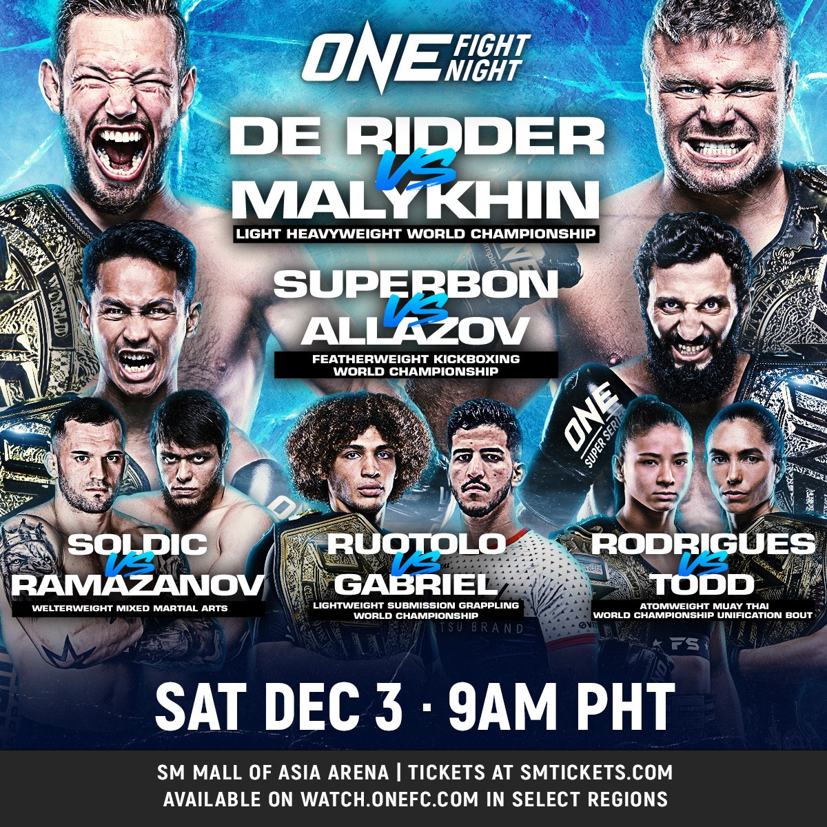 Combate transmite ONE ao vivo em dezembro com quatro disputas de títulos | combate | ge