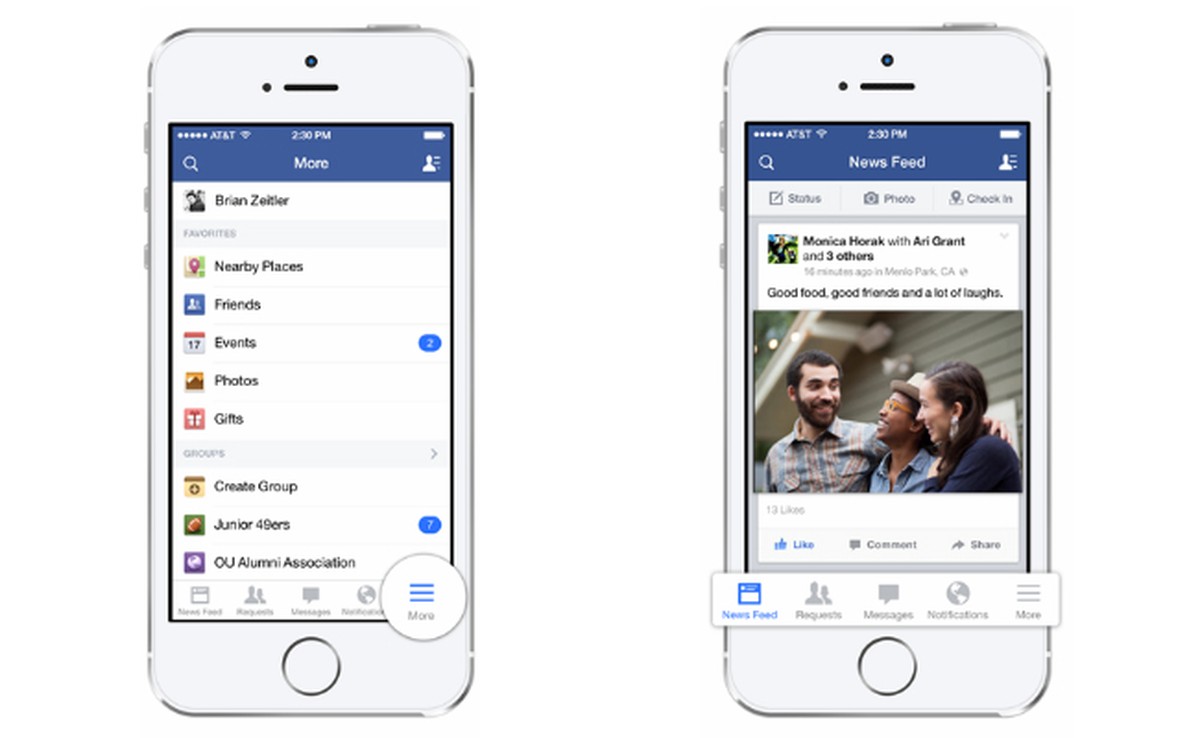App do Facebook para iPhone e iPad é atualizado para 'combinar' com iOS ...