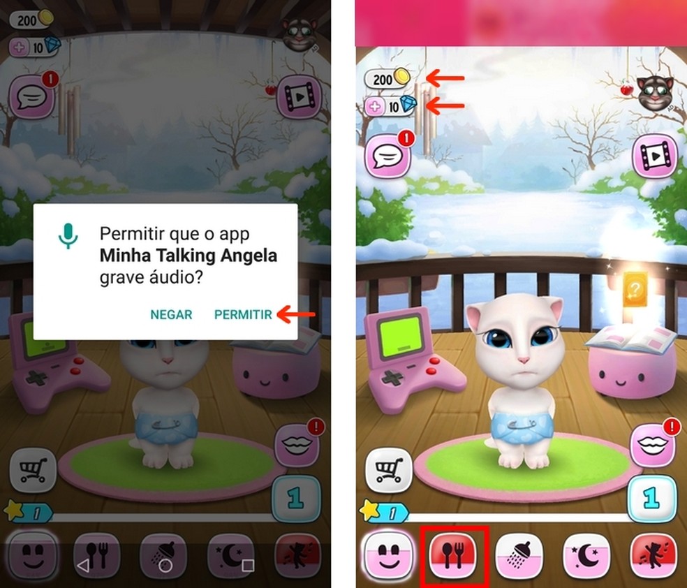 Como usar o Minha Talking Angela, jogo da gatinha falante para celular ...