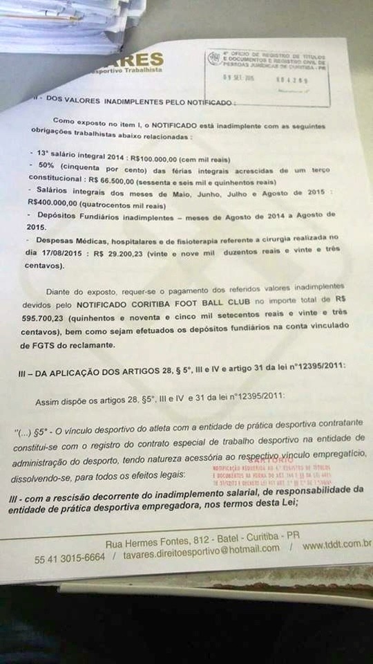 A Notificação Extrajudicial Feita Por Keirrison Blog Torcedor Do