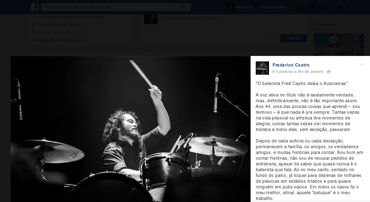 O baterista Fred Castro comenta sua saída dos Autoramas | Ultimatum - O ...