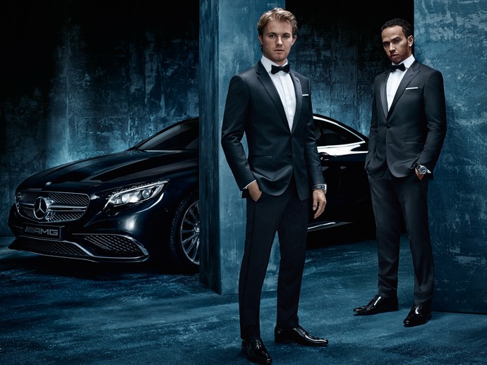 Cheios de estilo, Hamilton e Rosberg posam com elegantes smokings ...