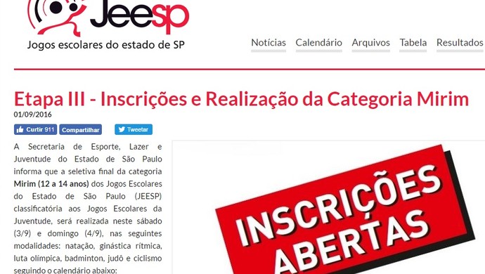 SP terá seletivas de última hora para os Jogos Escolares da Juventude