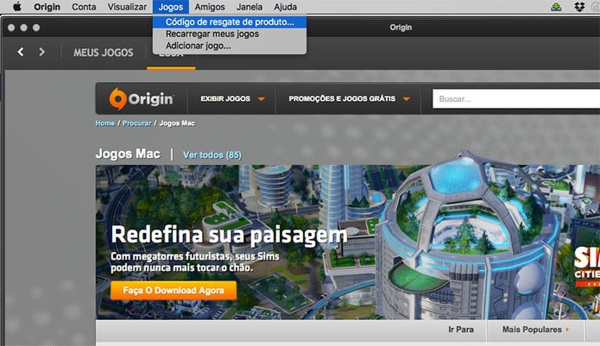 Como registrar um gift card no Origin, serviço de games da EA | Dicas e ...