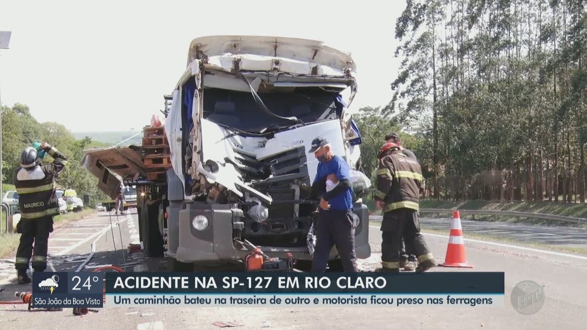 Caminhoneiro fica preso em ferragens após acidente na SP-127 em Rio ...