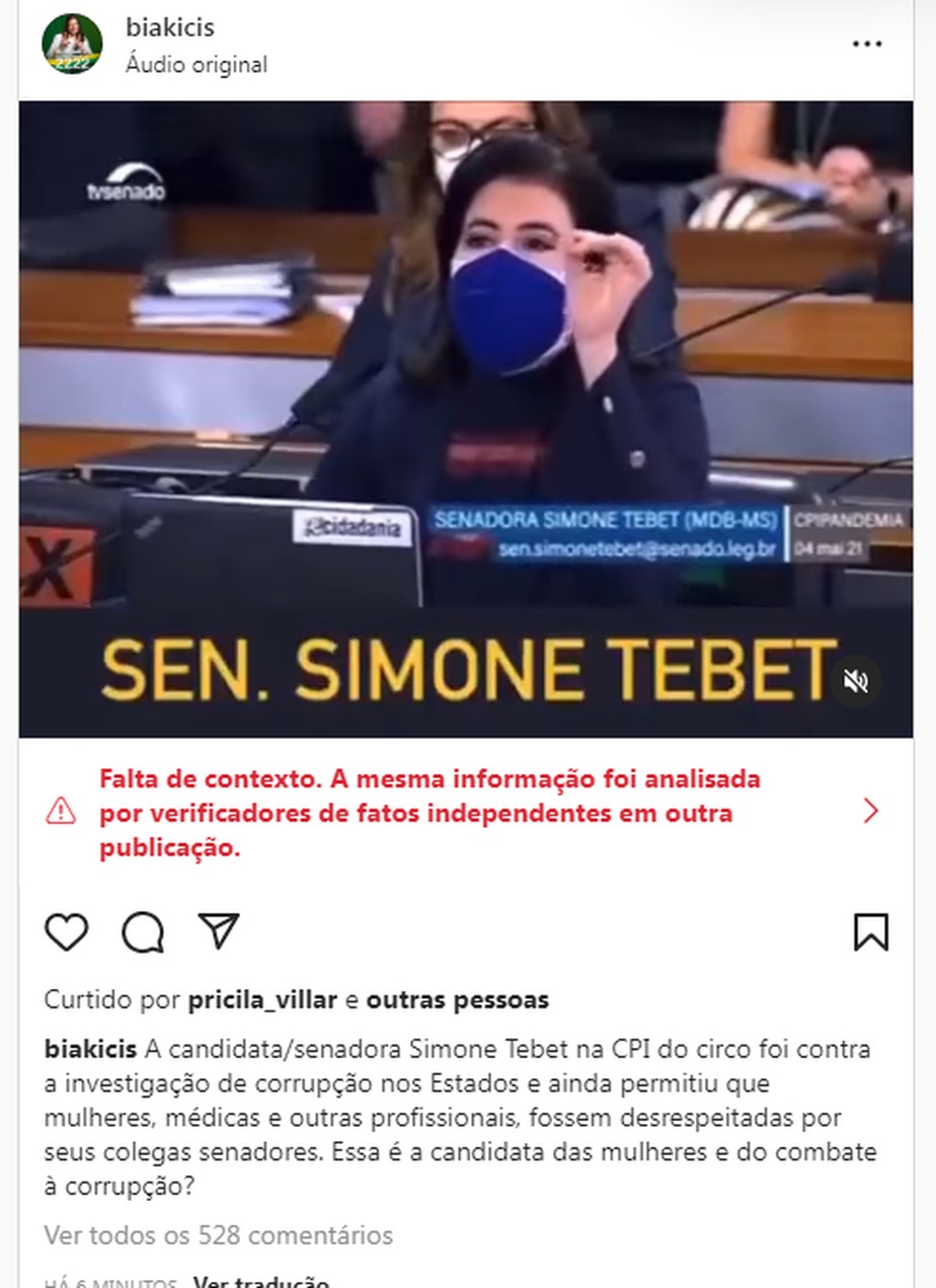 Deputada bolsonarista publica vídeo distorcido de Simone Tebet na CPI ...