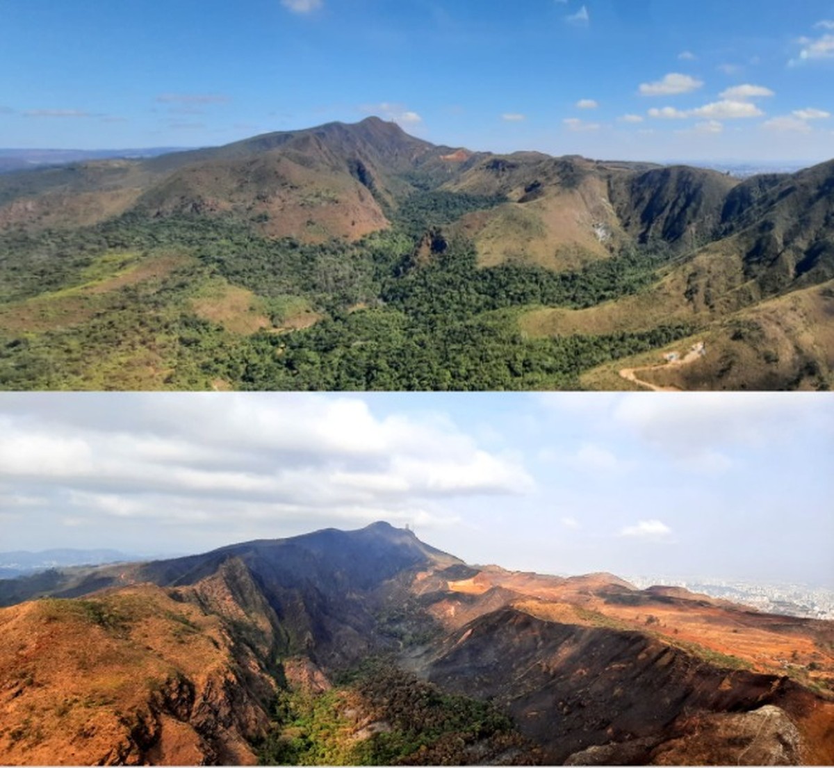 Serra do Curral: veja imagens do antes e depois do incêndio que durou ...