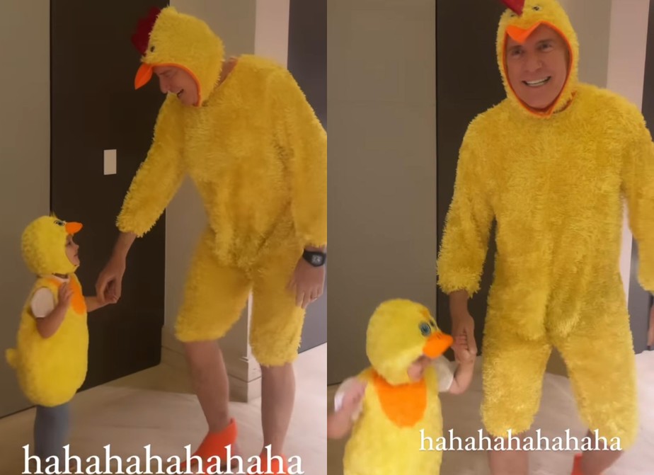 Fantasiado, Roberto Justus dança com a filha caçula, Vicky; assista ...