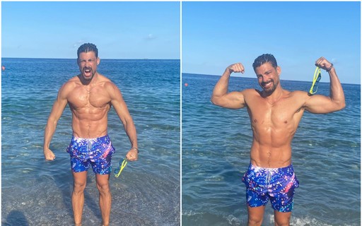 Na Itália, Cauã Reymond exibe músculos e ganha elogio de Mariana ...