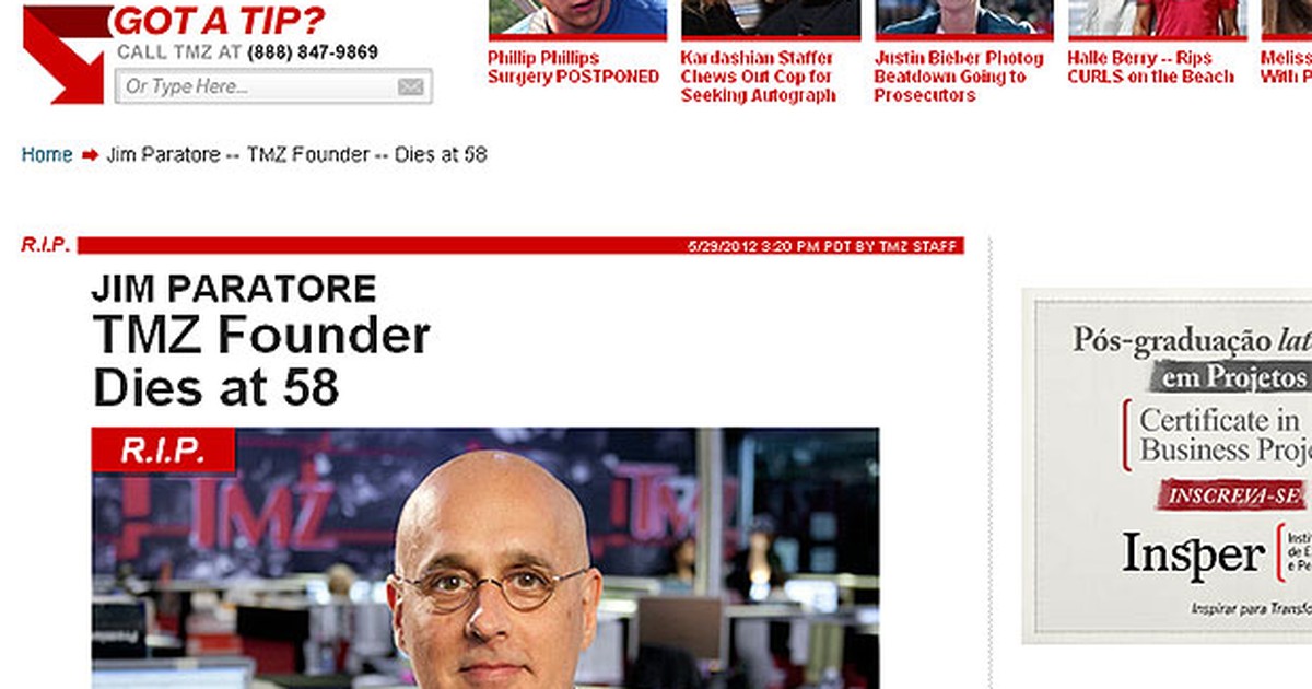 G1 - Morre, aos 58 anos, Jim Paratore, executivo de TV e fundador do ...