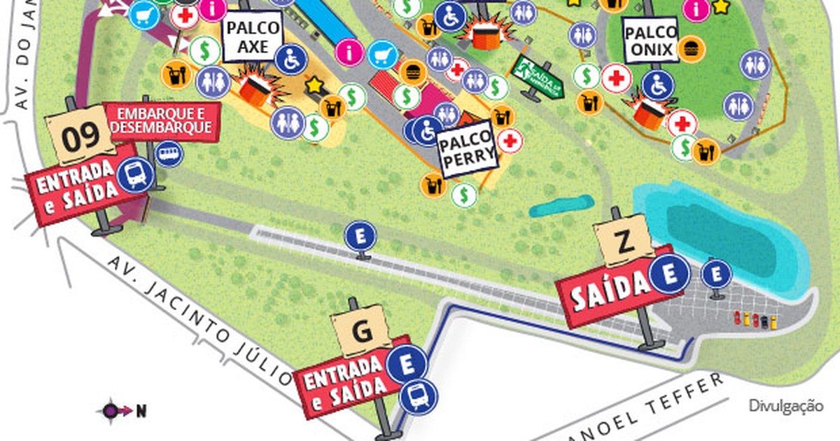 G1 - Mapa do Lollapalooza: Veja posição dos palcos, portões e banheiros ...
