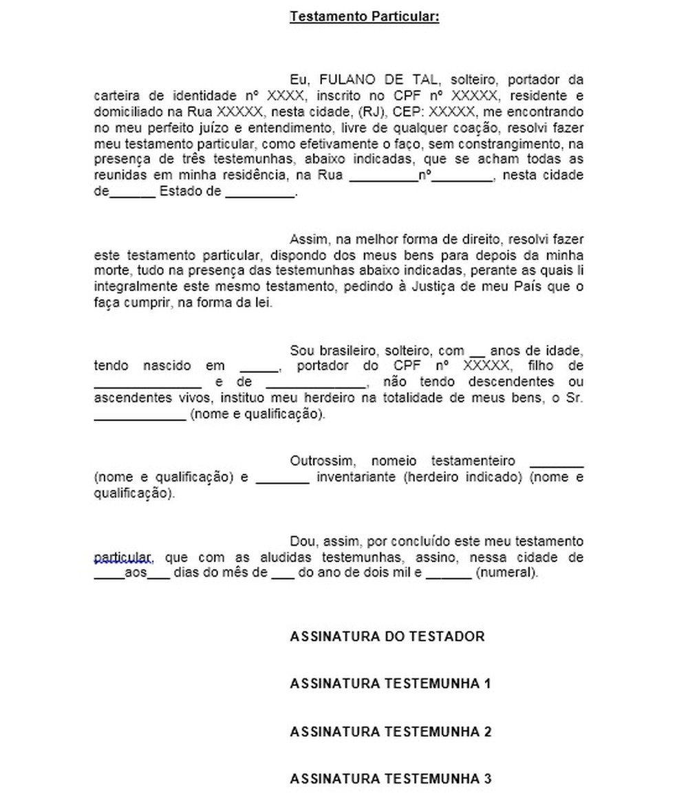 Conheça modelos de testamento para pessoas solteiras, casadas e ...
