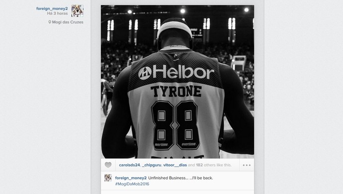 Tyrone indica renovação com o Mogi em rede social; diretor não confirma