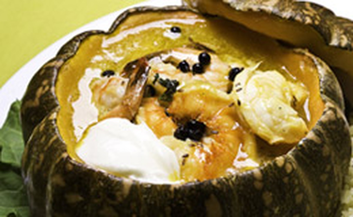 Jerimum recheado com frutos do mar | Peixes e frutos do mar | Receitas