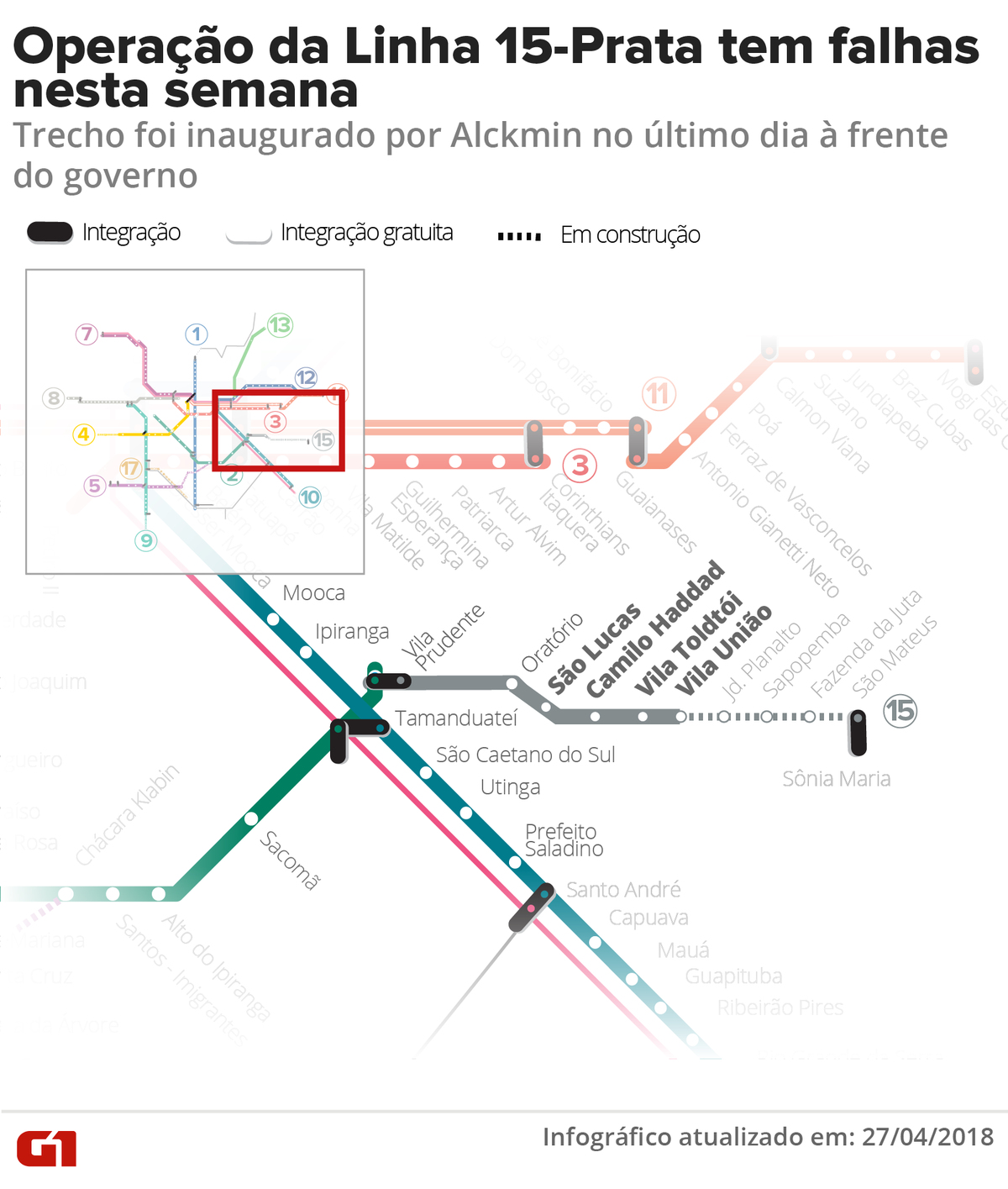 Inaugurado no último dia do governo Alckmin, novo trecho da Linha 15 ...
