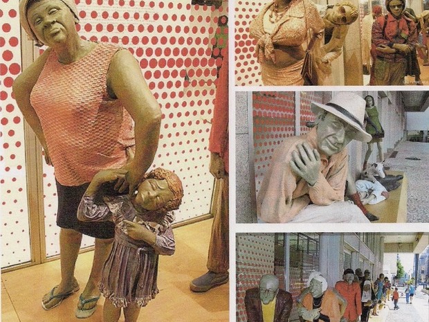 G1 - Em tamanhos de humanos, bonecos em fila expõem cotidiano com humor ...