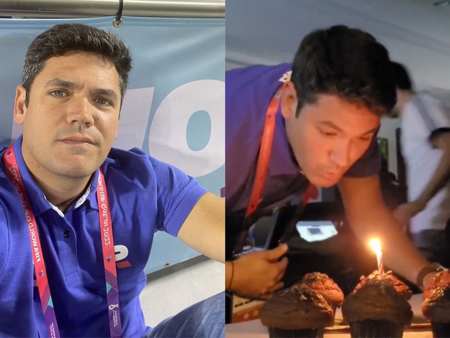 Marcelo Courrege comemora aniversário durante a cobertura da Copa e ...