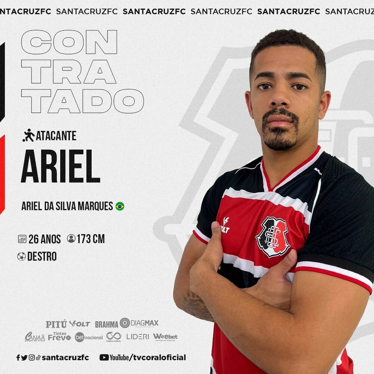 Ariel é oficializado como novo atacante do Santa Cruz; Wescley e ...