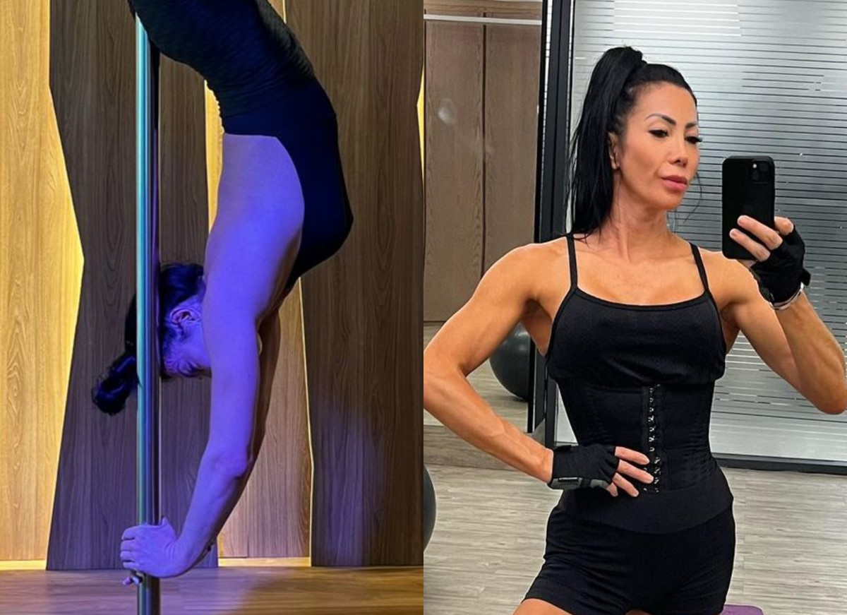 Michele Umezu, ex de Ronaldo, volta a praticar pole dance e exibe sensualidade nos movimentos