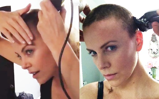 Charlize Theron posta vídeo inédito raspando a cabeça para 'Mad Max ...