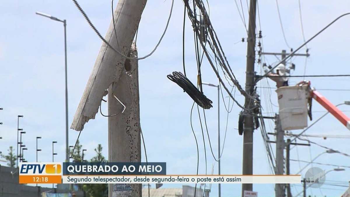 Poste partido ao meio causa transtornos e falta de luz em Sumaré ...