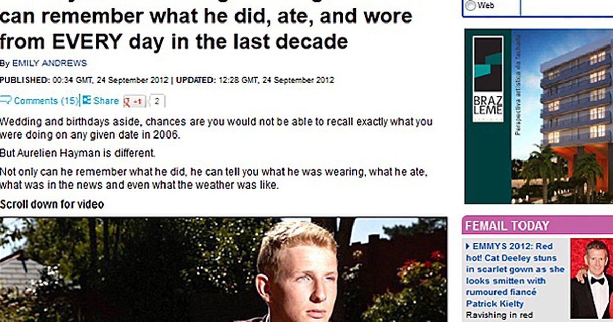 Bem Estar - Com 'supermemória', inglês lembra o que fez, comeu e usou ...