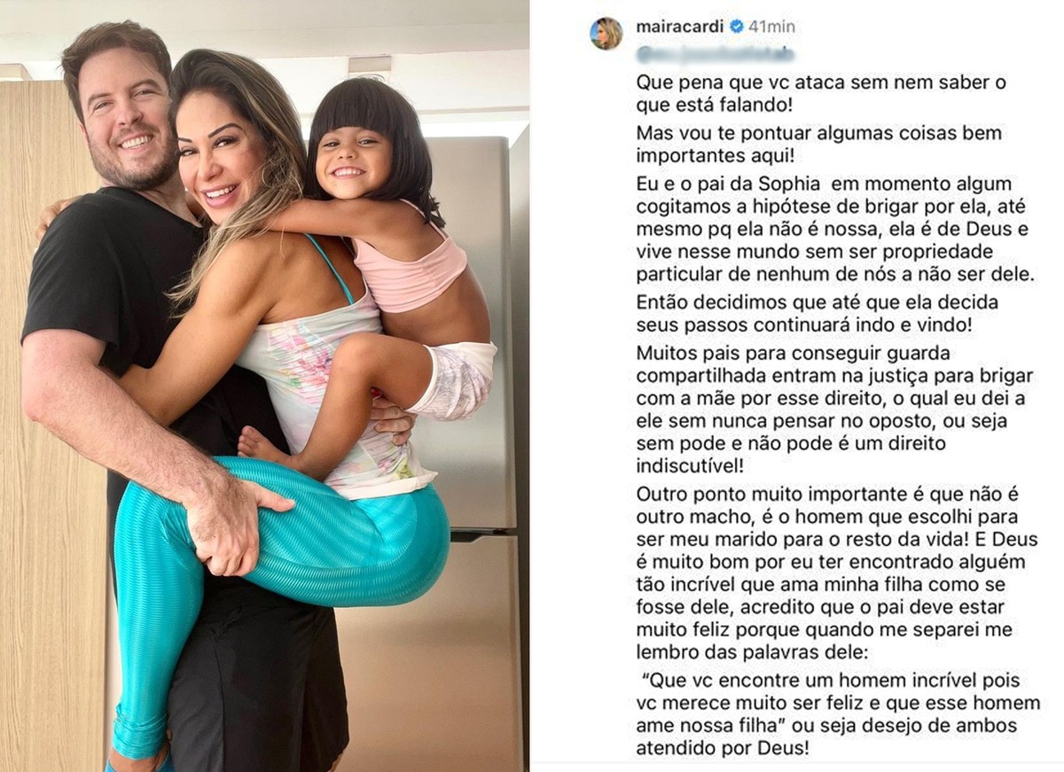 Maíra Cardi rebate crítica por foto com o Primo Rico e a filha, e cita Arthur