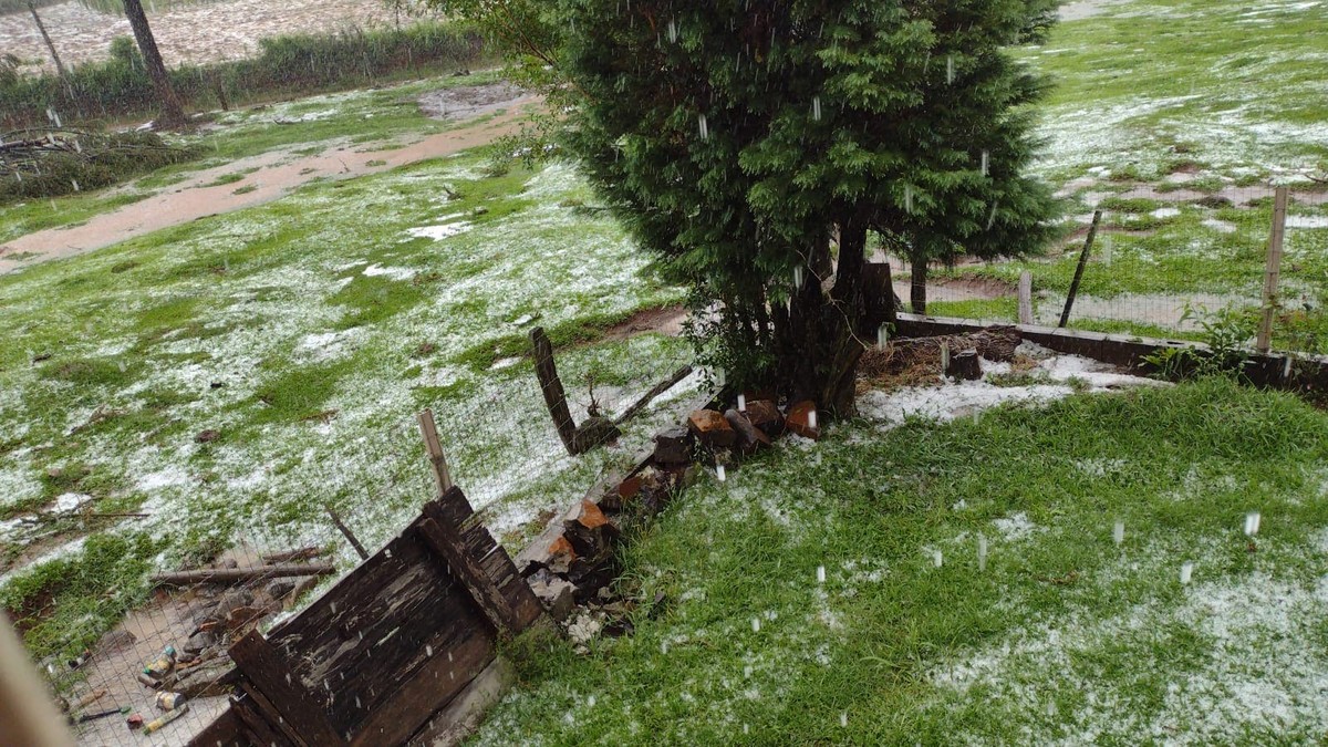 Queda de granizo muda paisagem e causa prejuízos em cidade de SC; fotos ...