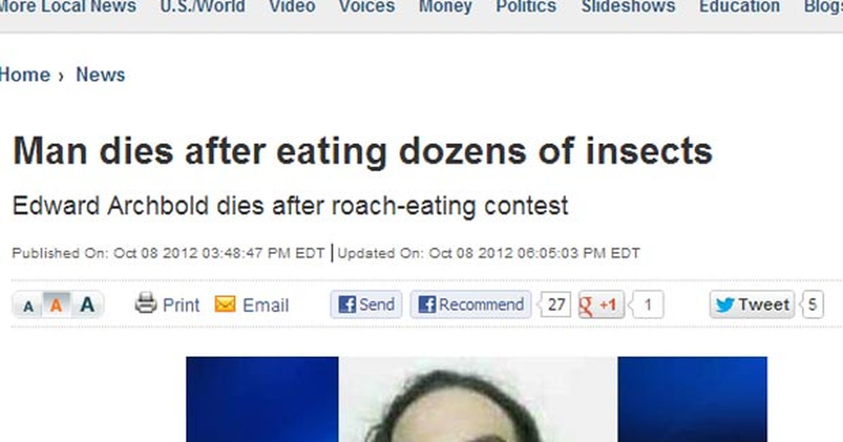 G1 - Homem morre após comer dezenas de insetos em concurso nos EUA ...