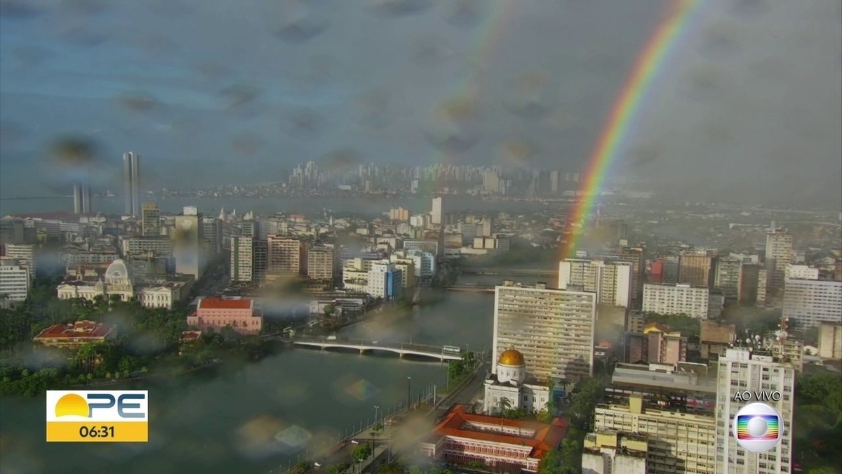 Arco-íris colore o Recife em dia de chuva; veja previsão do tempo ...