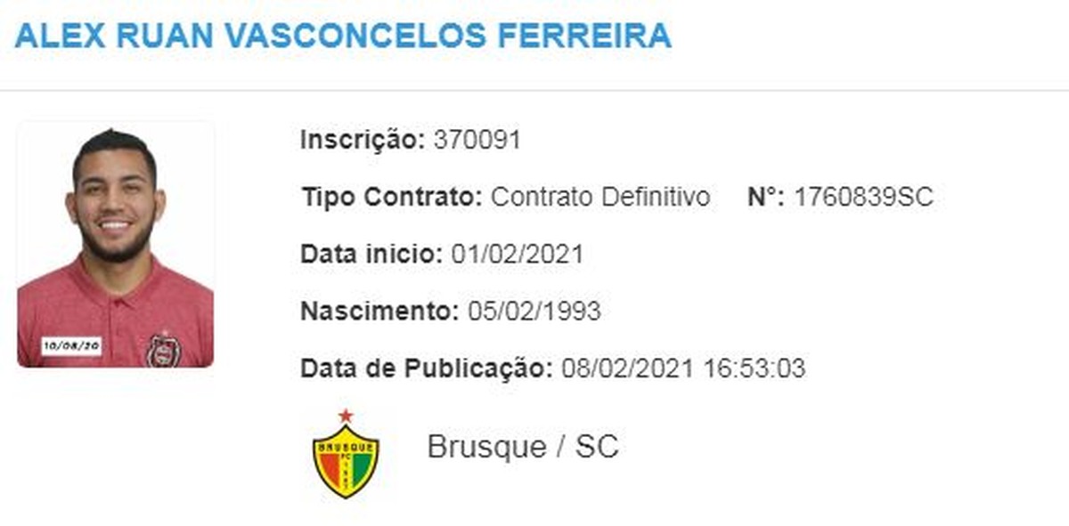 Alex Ruan passa por exames antes de ser anunciado pelo Brusque ...