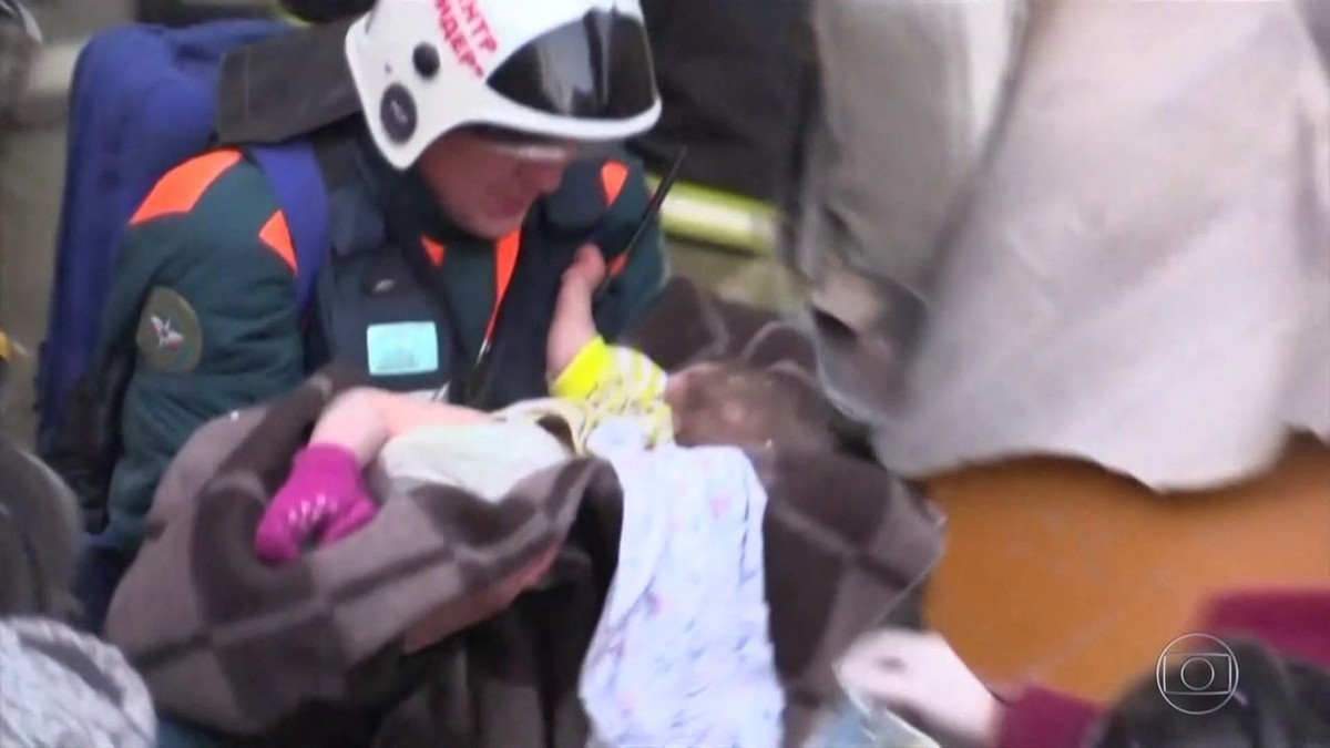 Bebê russo sobrevive após 35 horas debaixo de escombros | Fantástico | G1