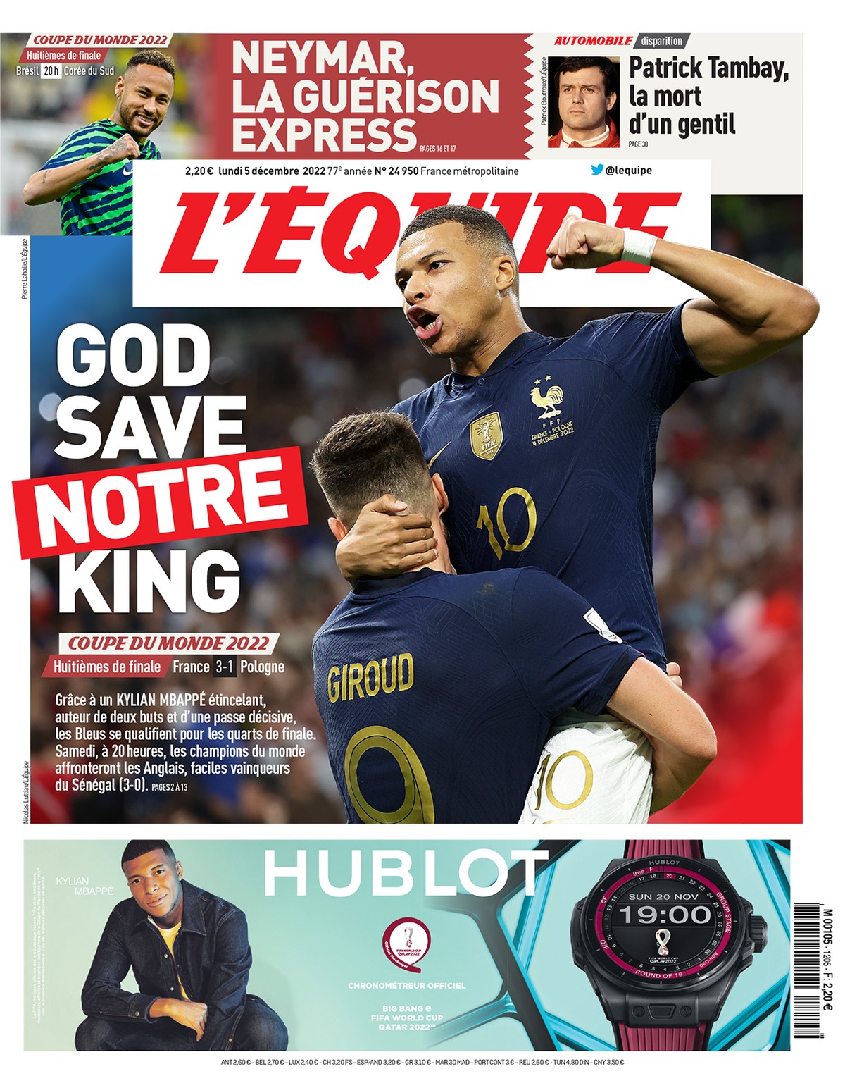 Jornal francês estampa Mbappé na capa: "Deus salve nosso rei"; veja ...