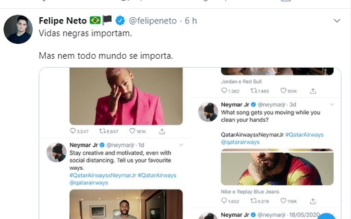 Felipe Neto critica silêncio de Neymar sobre manifestações ...