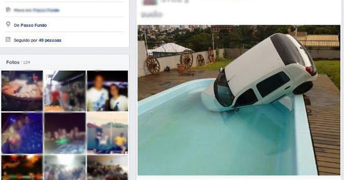 G1 - Motorista se distrai e deixa carro cair dentro de piscina no Norte do RS - notícias em Rio ...
