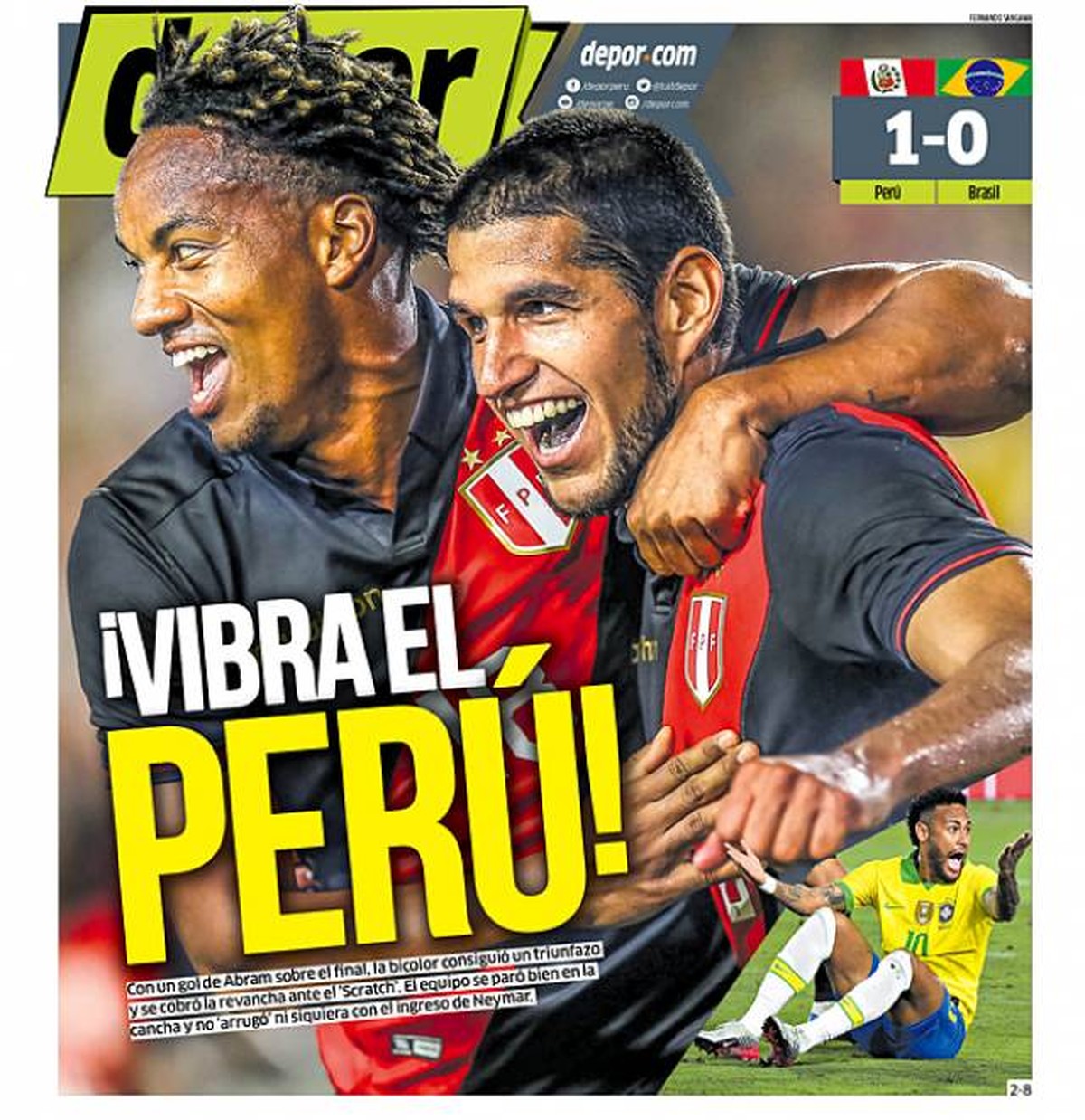 Imprensa do Peru se empolga com vitória sobre Brasil e publica até ...