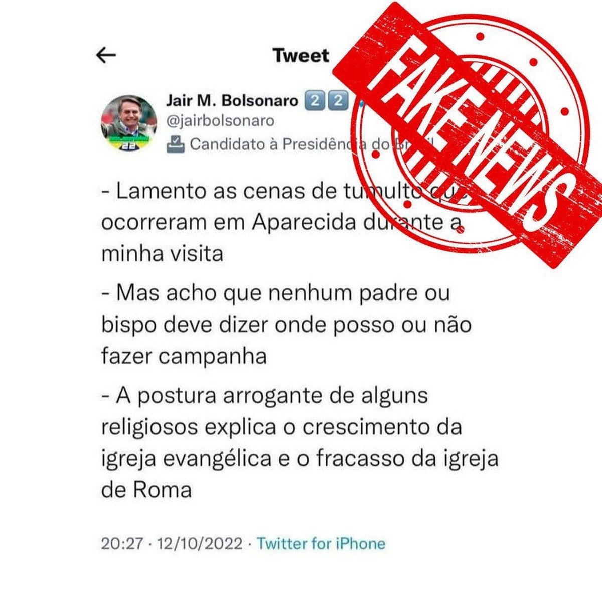 Campanha de Bolsonaro diz que é fake post que fala em 'fracasso da ...