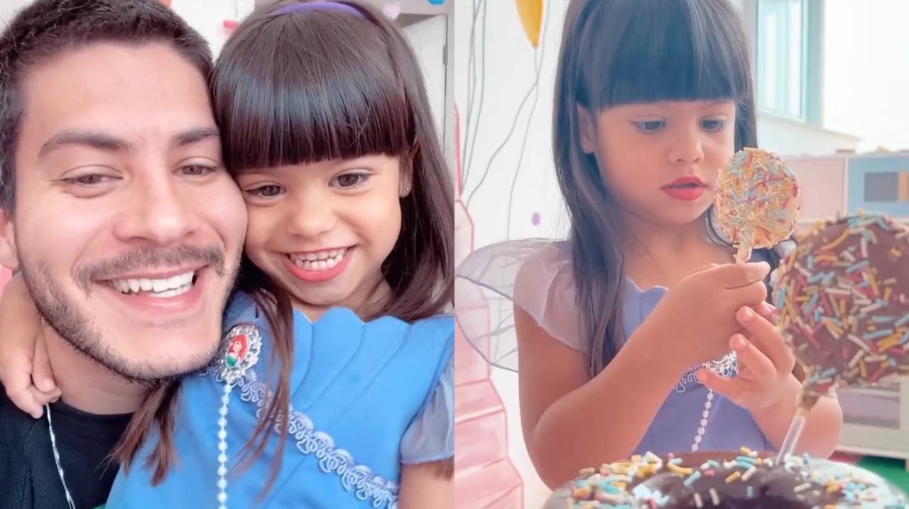 Arthur Aguiar mostra detalhes de festa surpresa da filha, Sophia Cardi ...