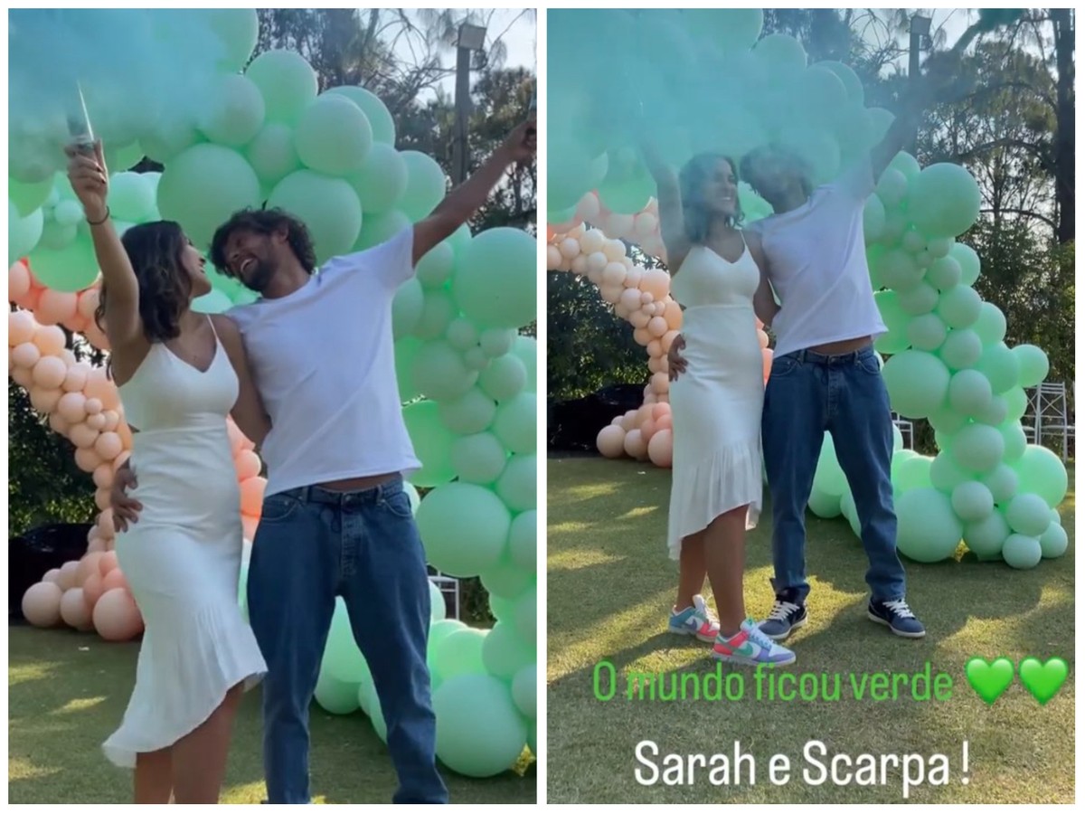 Gustavo Scarpa e esposa usam as cores do Palmeiras para revelar sexo do ...