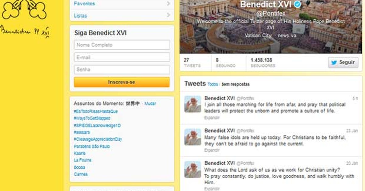 G1 - Papa usa Twitter para apoiar 'Marcha pela vida' nos Estados Unidos ...